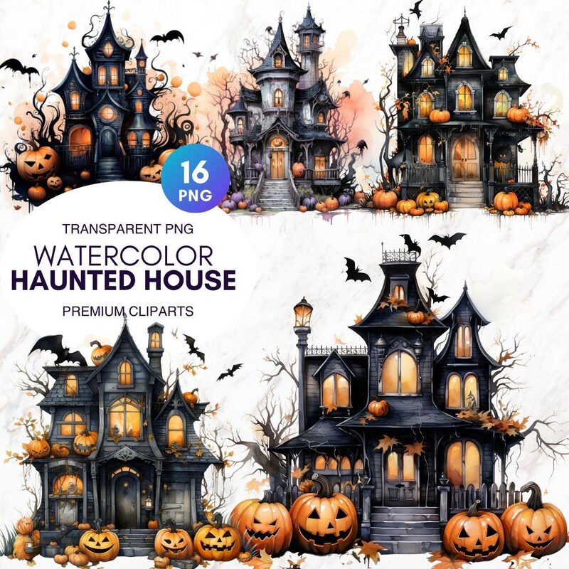 Haunted House Clip Art - Etsy