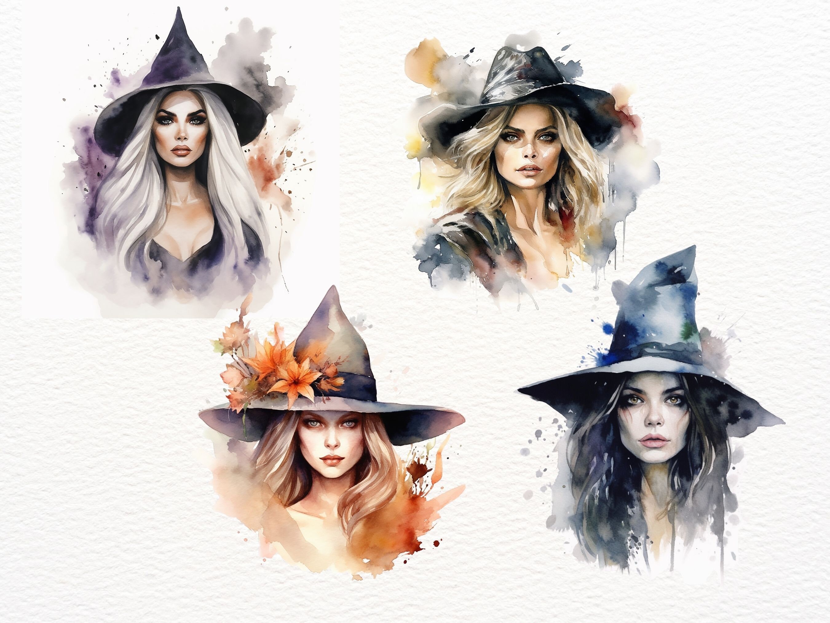 Witch Graphics Witch Digital Paper Witch Clipart Vintage - Etsy