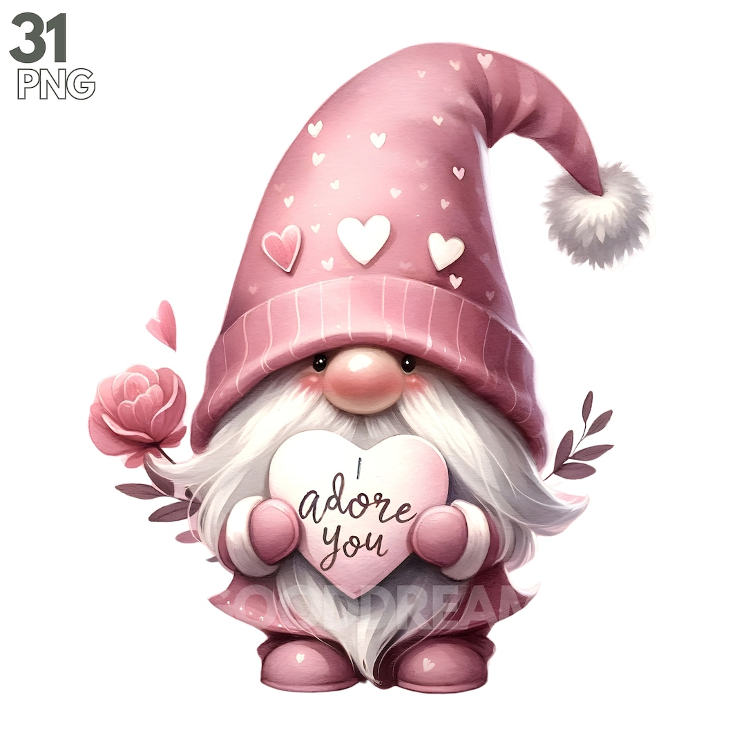 31 PNG Watercolor Valentines Gnomes Clipart, Festive Gnomes Clipart ...