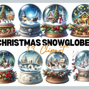 Christmas Snow Globe Clipart, Watercolor Snowman, Elf, Fox, Santa Clip ...
