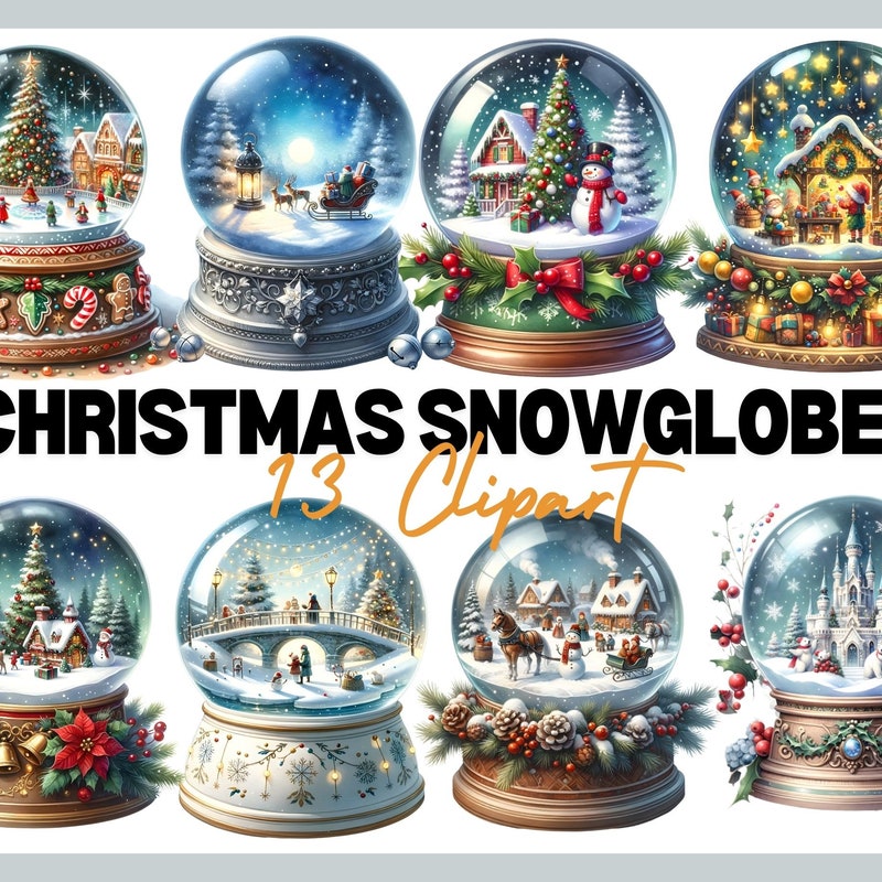 Snow Globes Clipart - Etsy