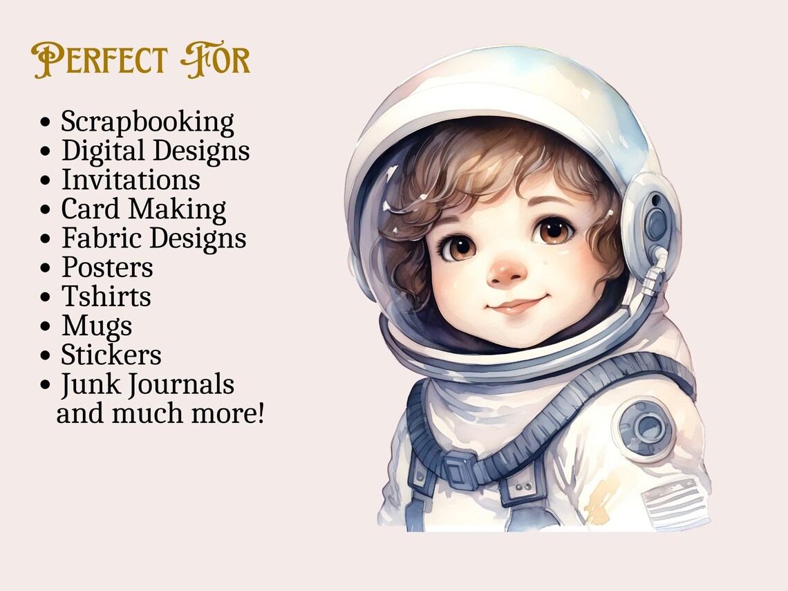Cute Space Clipart: Astronaut Art for Crafts and Decor PNG - Etsy