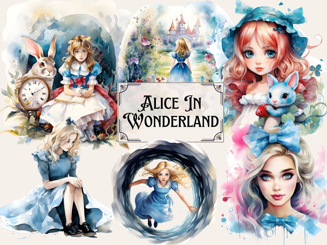 22 PNG Watercolour Alice in Wonderland Clipart, Vintage Alice ...