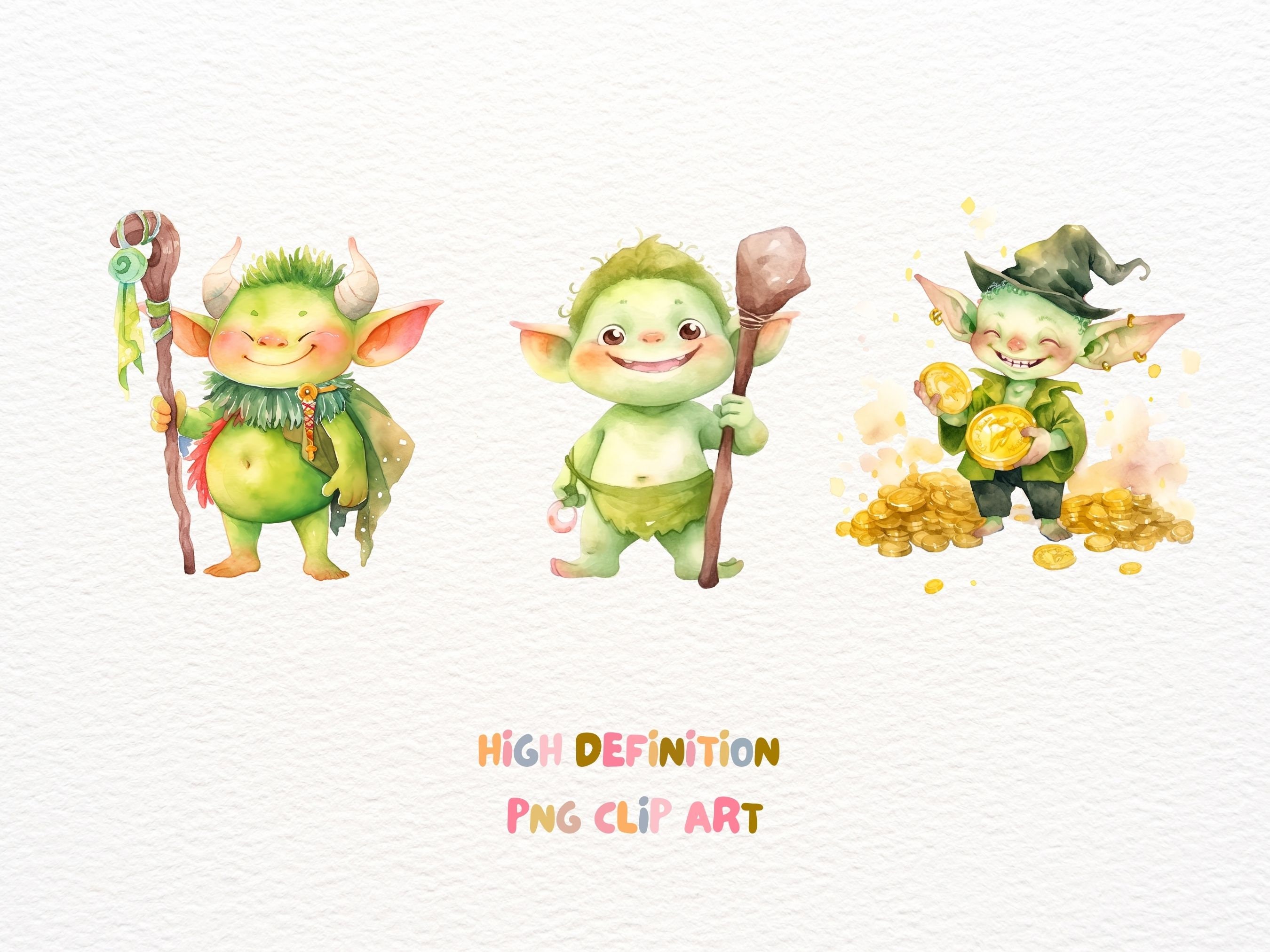 Magic School Goblins and Trolls Clipart, Magical Clipart, Cute Goblins ...