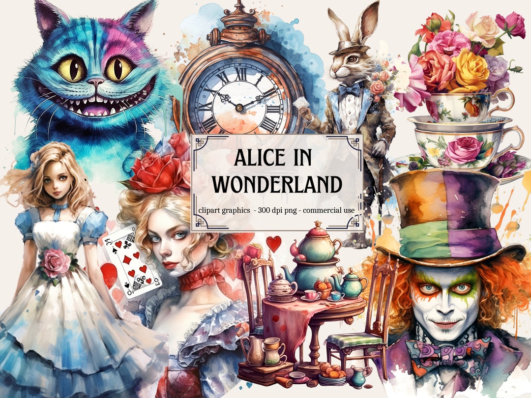 70 PNG Watercolour Alice in Wonderland Clipart, Vintage Alice ...