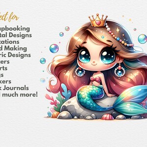 31 Mermaid Clipart Bundle, Watercolor Cute Mermaid Clipart Png ...