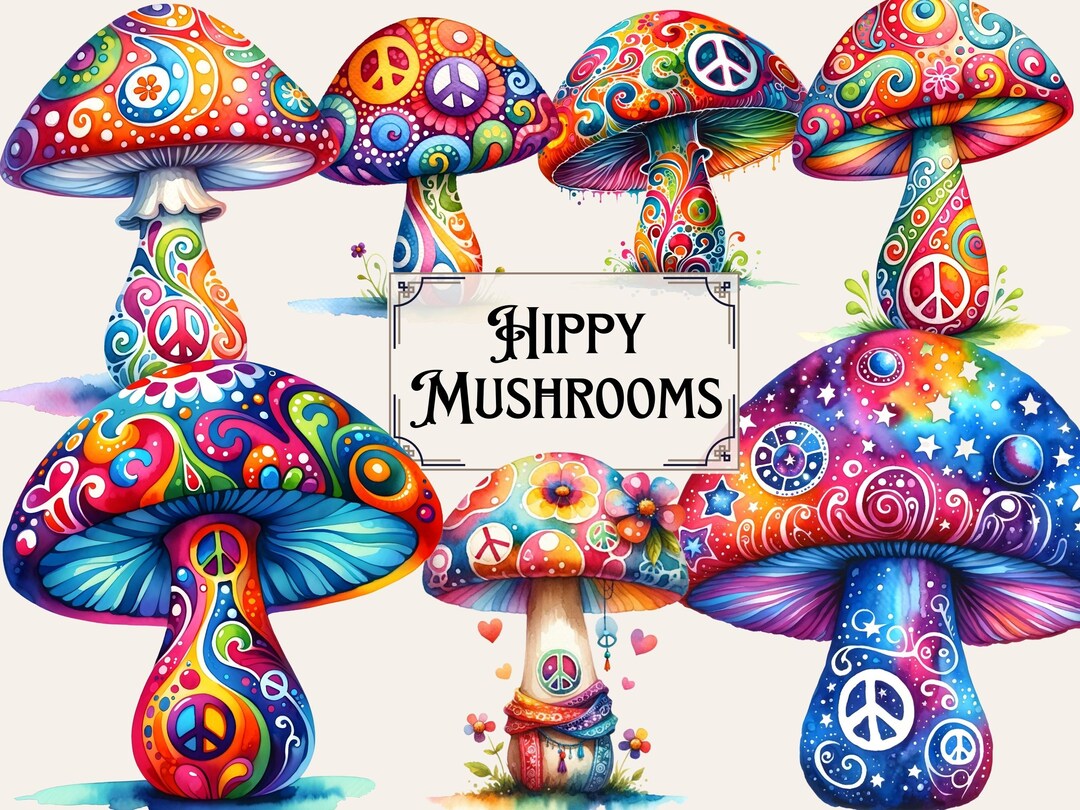 Groovy Mushrooms PNG, Hippy Mushrooms Clipart, Colorful Mushrooms ...