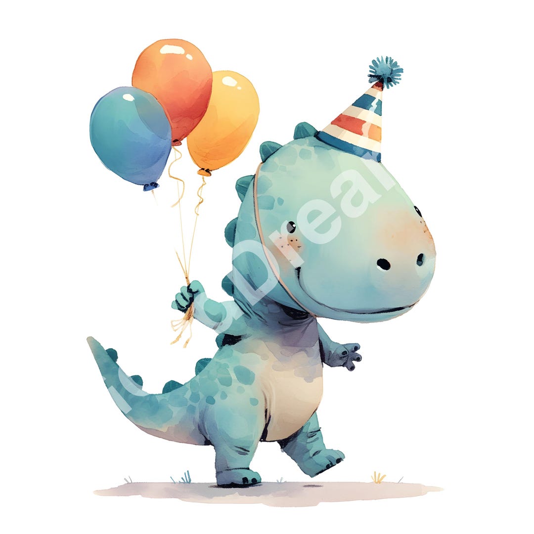 Birthday T-rex, Dinosaur Party, Boys Birthday, Watercolor Dinosaur ...