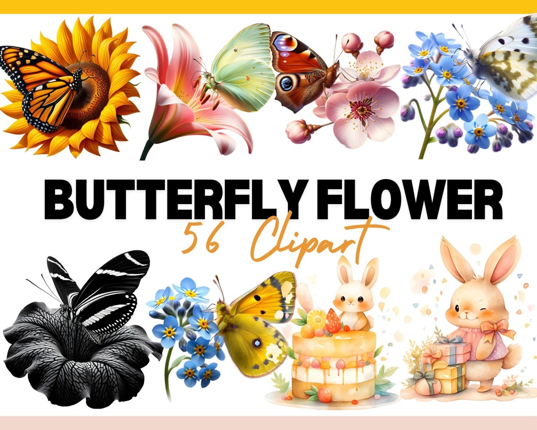 56 Watercolor Butterfly Clipart, High Quality PNG Files, Butterfly Wall ...