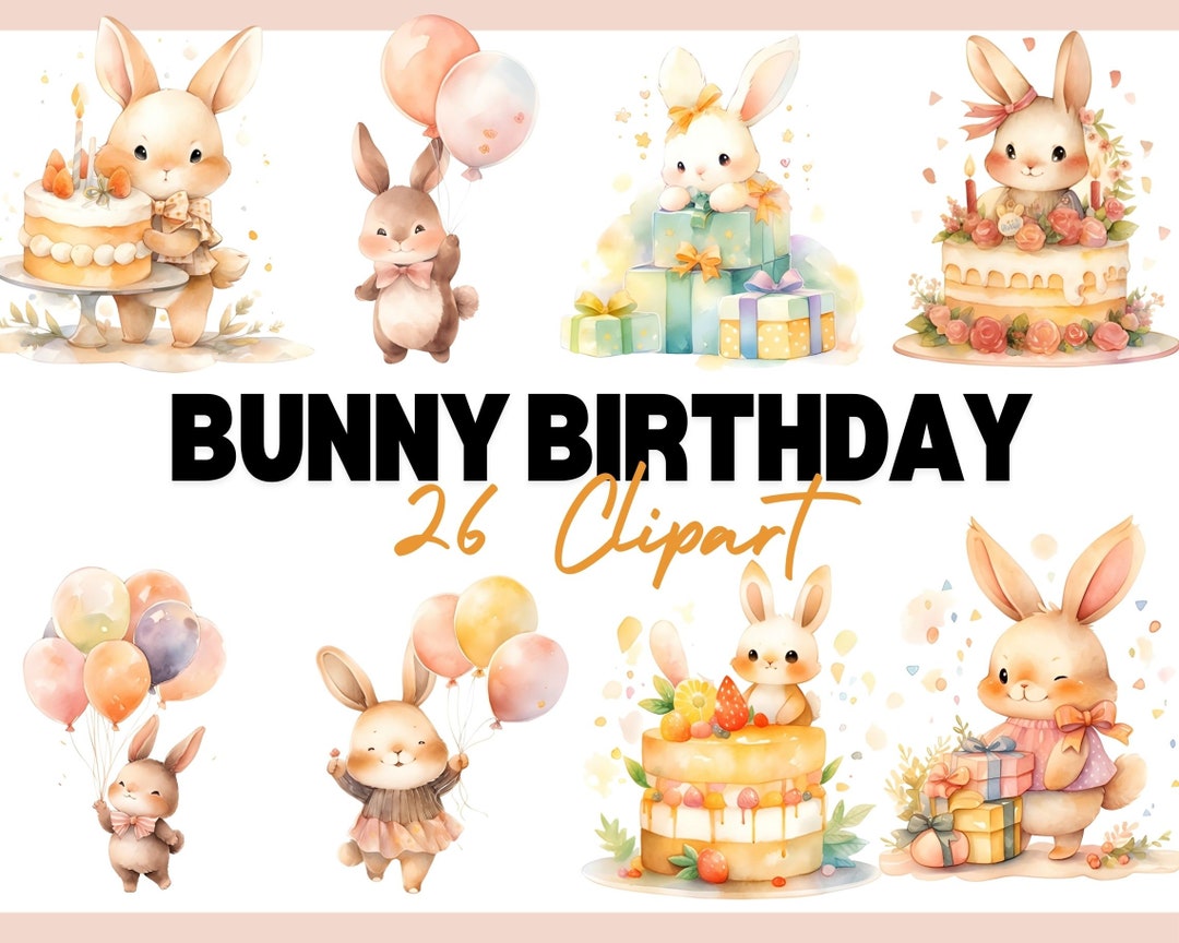 Watercolor Cute Bunny Bundle Clipart PNG Commercial Use Instant ...