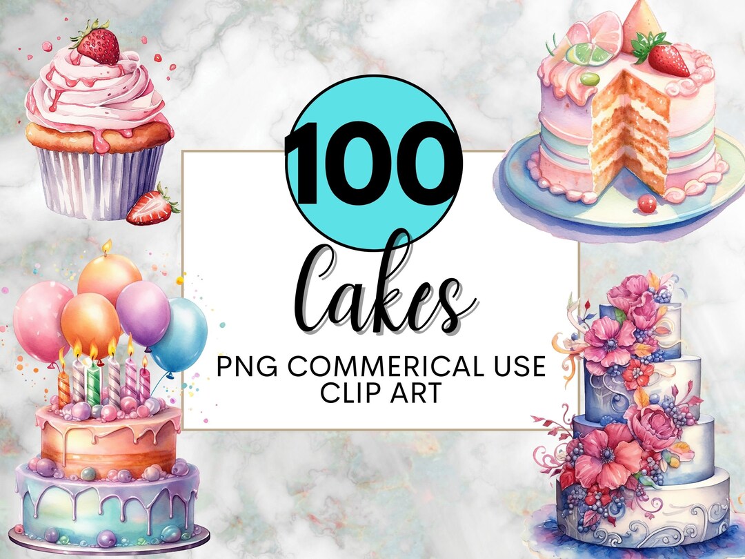 Tasty Cakes Collection Watercolor Colorful Sweets Cake Pies - Etsy