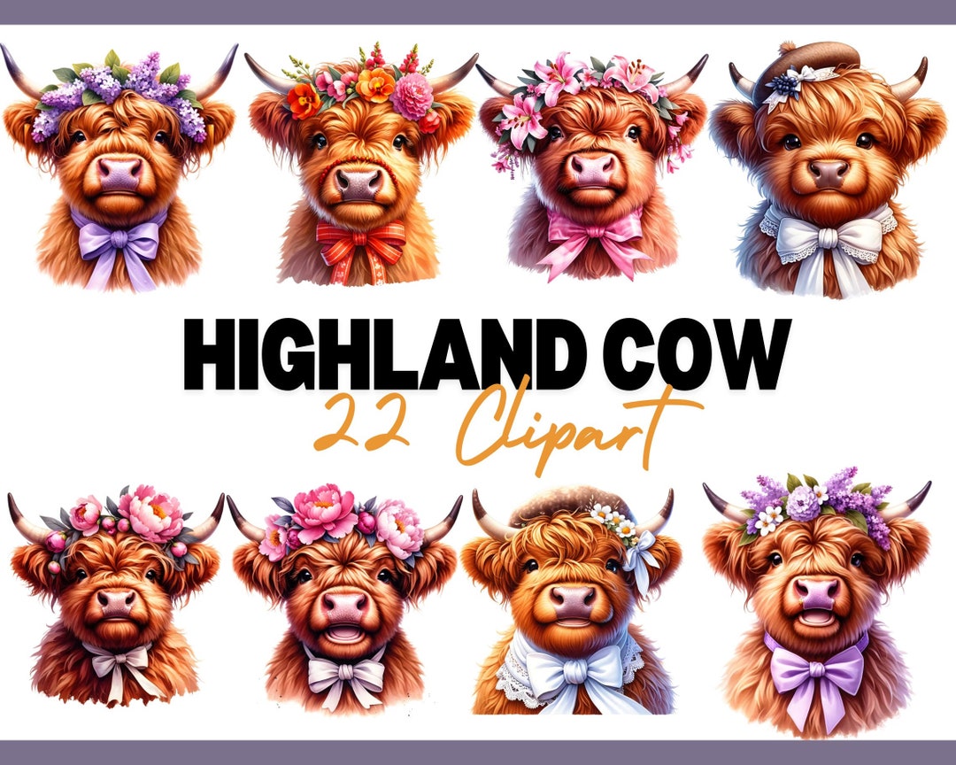 Watercolor Highland Cow, Funny Cow, Quirky Animal, Quirky Cow, Funny ...