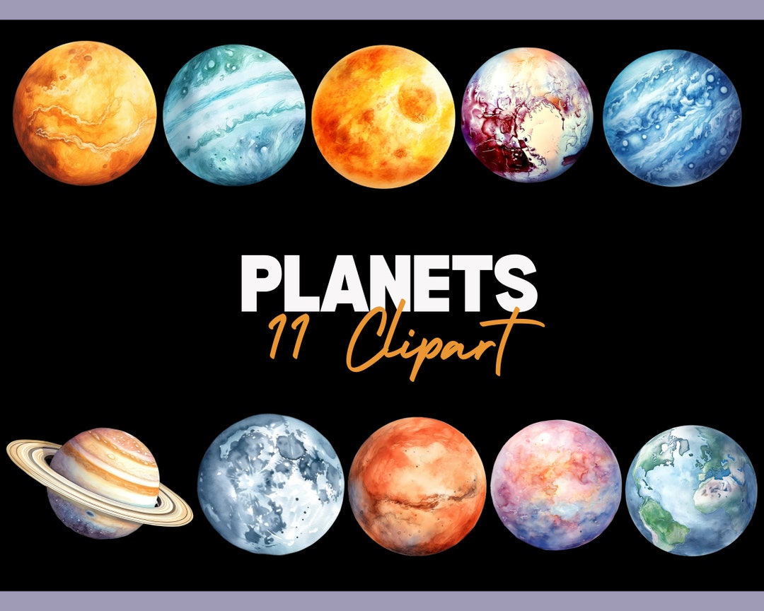 Watercolor Planets Clipart, Solar System Digital Download, Space ...