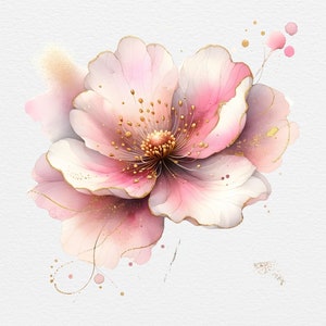 16 Abstract Flowers Clipart, Pink Gold Flower, Flowers Print, Printable ...