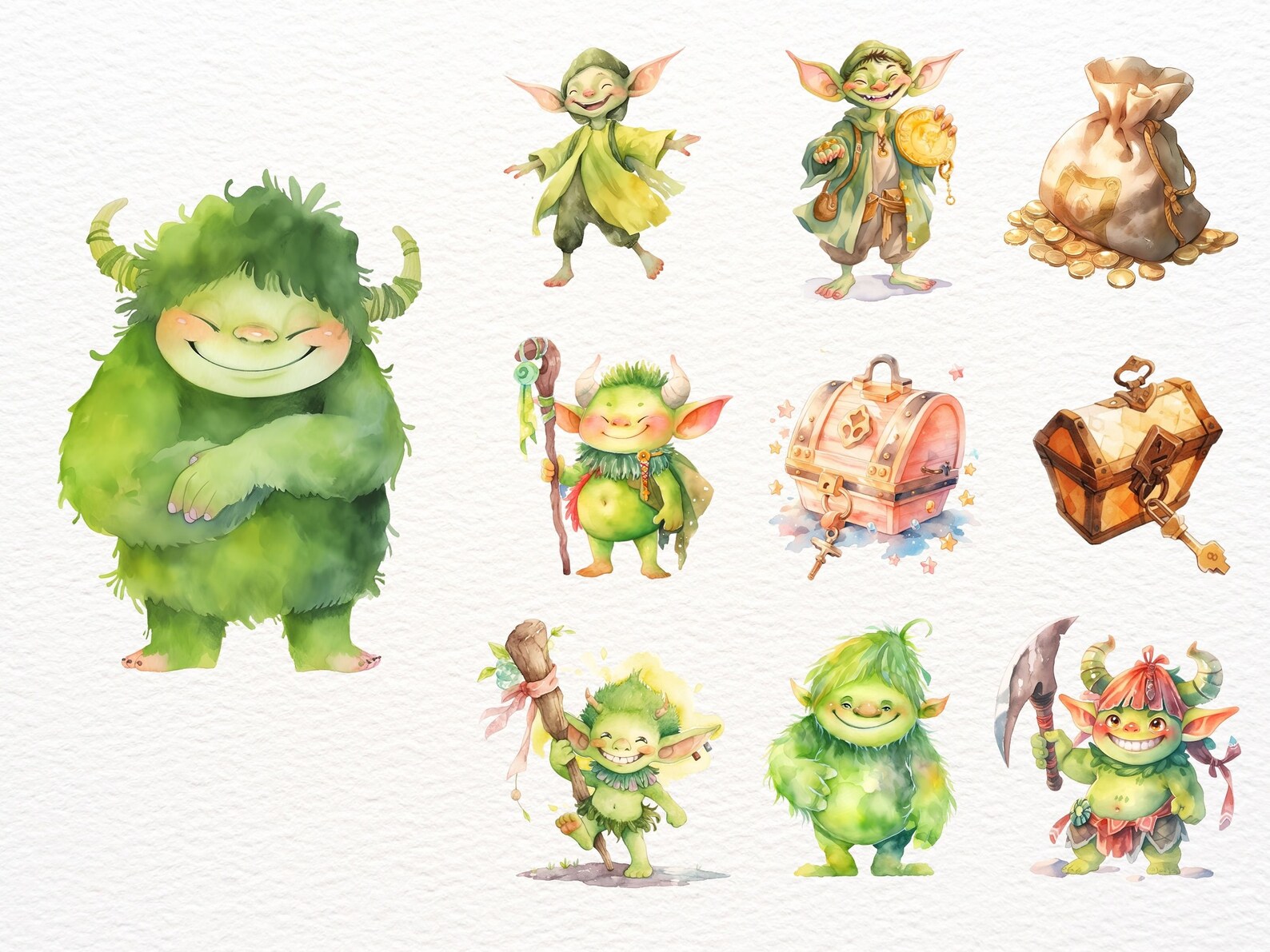 Magic School Goblins and Trolls Clipart, Magical Clipart, Cute Goblins ...