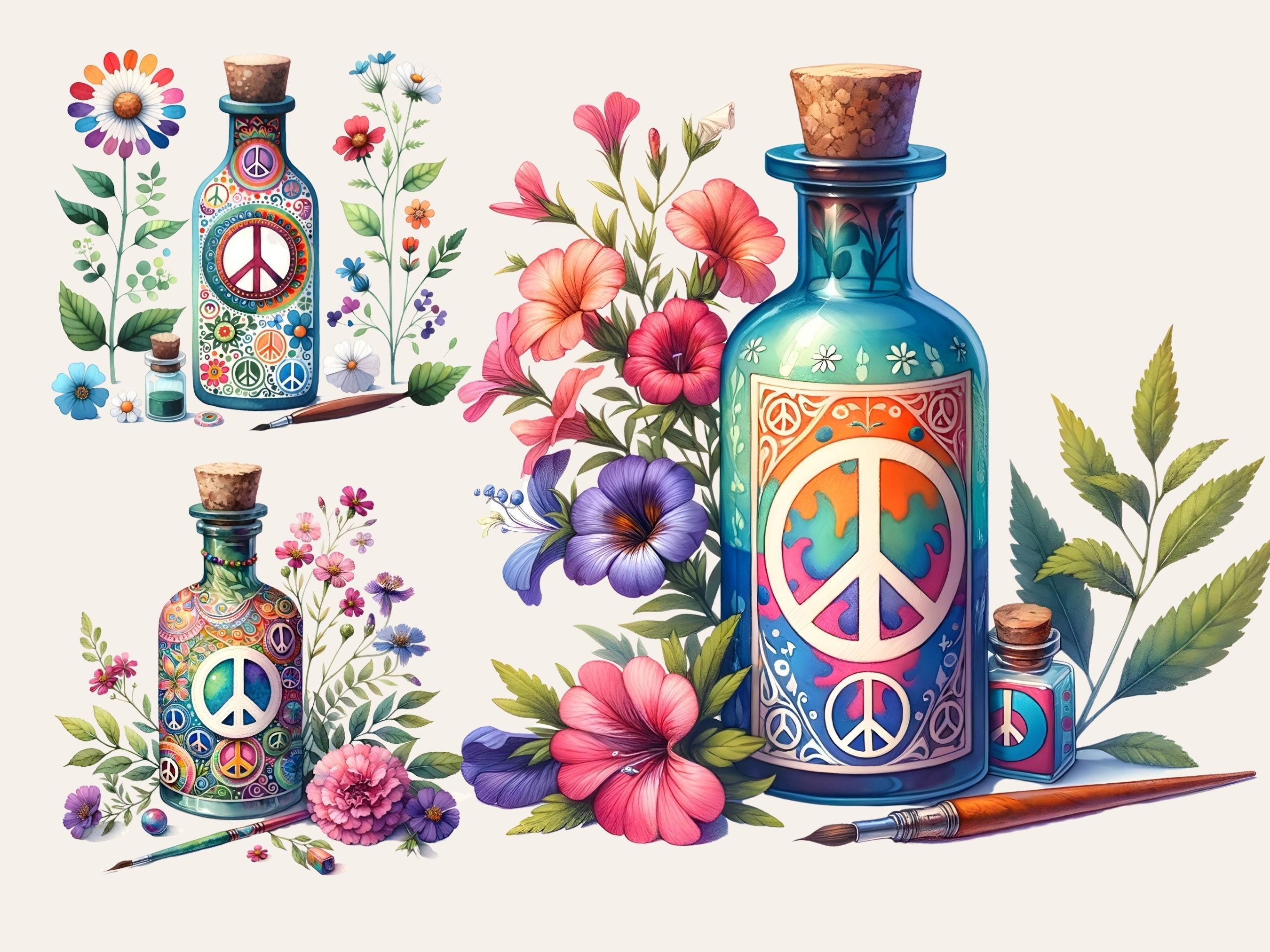 Hippie Potion, Rainbow Potion PNG, Hippie Clipart, Hippy Art, Digital ...