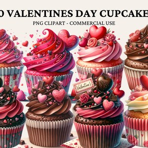 Valentines Day Cupcakes Clipart, Valentines Sweets Clipart Set ...