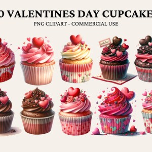Valentines Day Cupcakes Clipart, Valentines Sweets Clipart Set ...