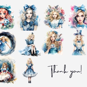 22 PNG Watercolour Alice in Wonderland Clipart, Vintage Alice ...