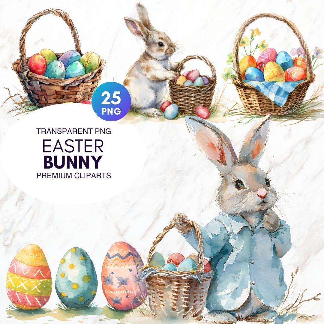 Watercolor Easter Clipart, Spring Bundle, Cute Baby Animals, PNG & SVG ...