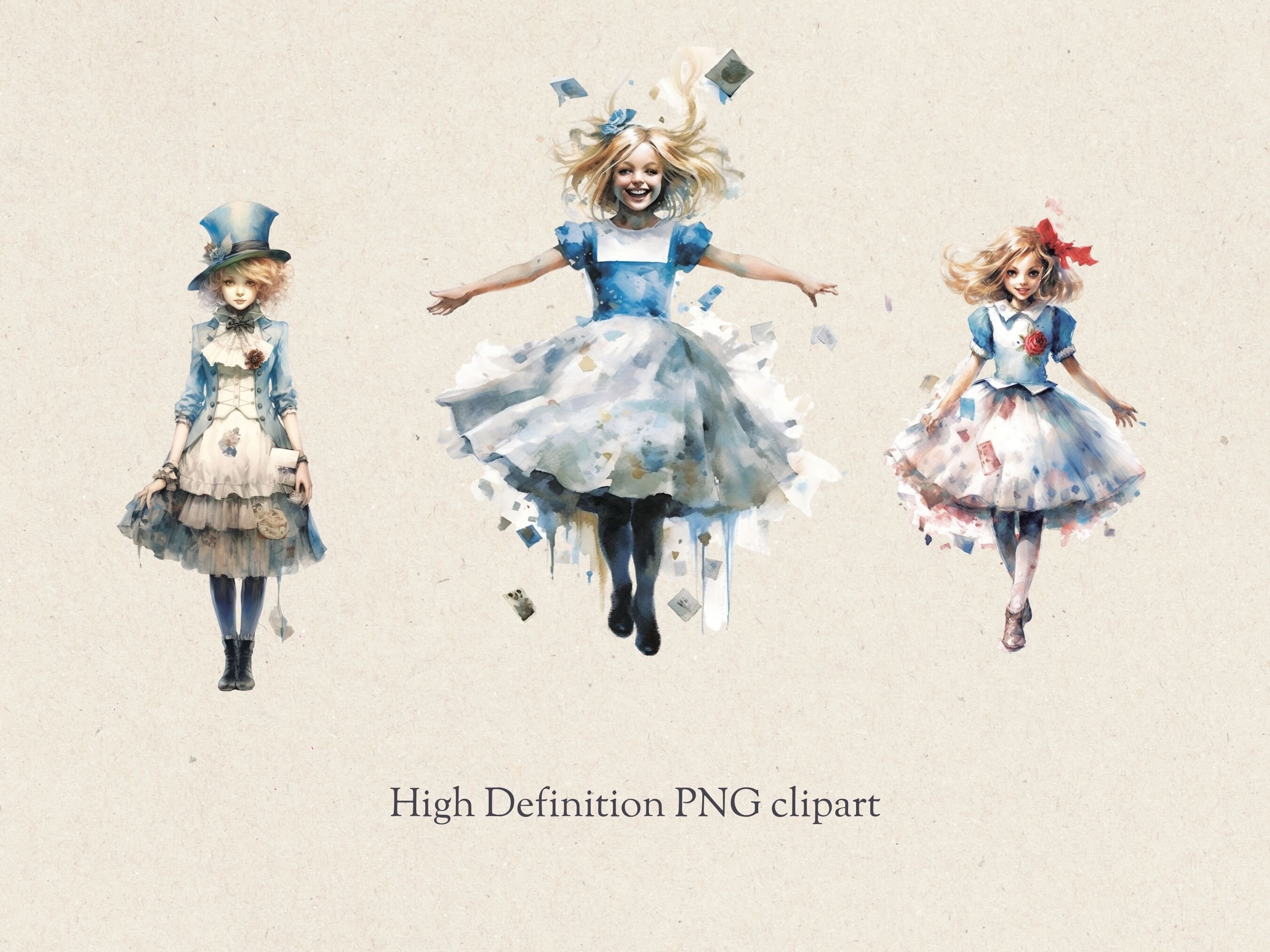 70 PNG Watercolour Alice in Wonderland Clipart Vintage Alice - Etsy UK