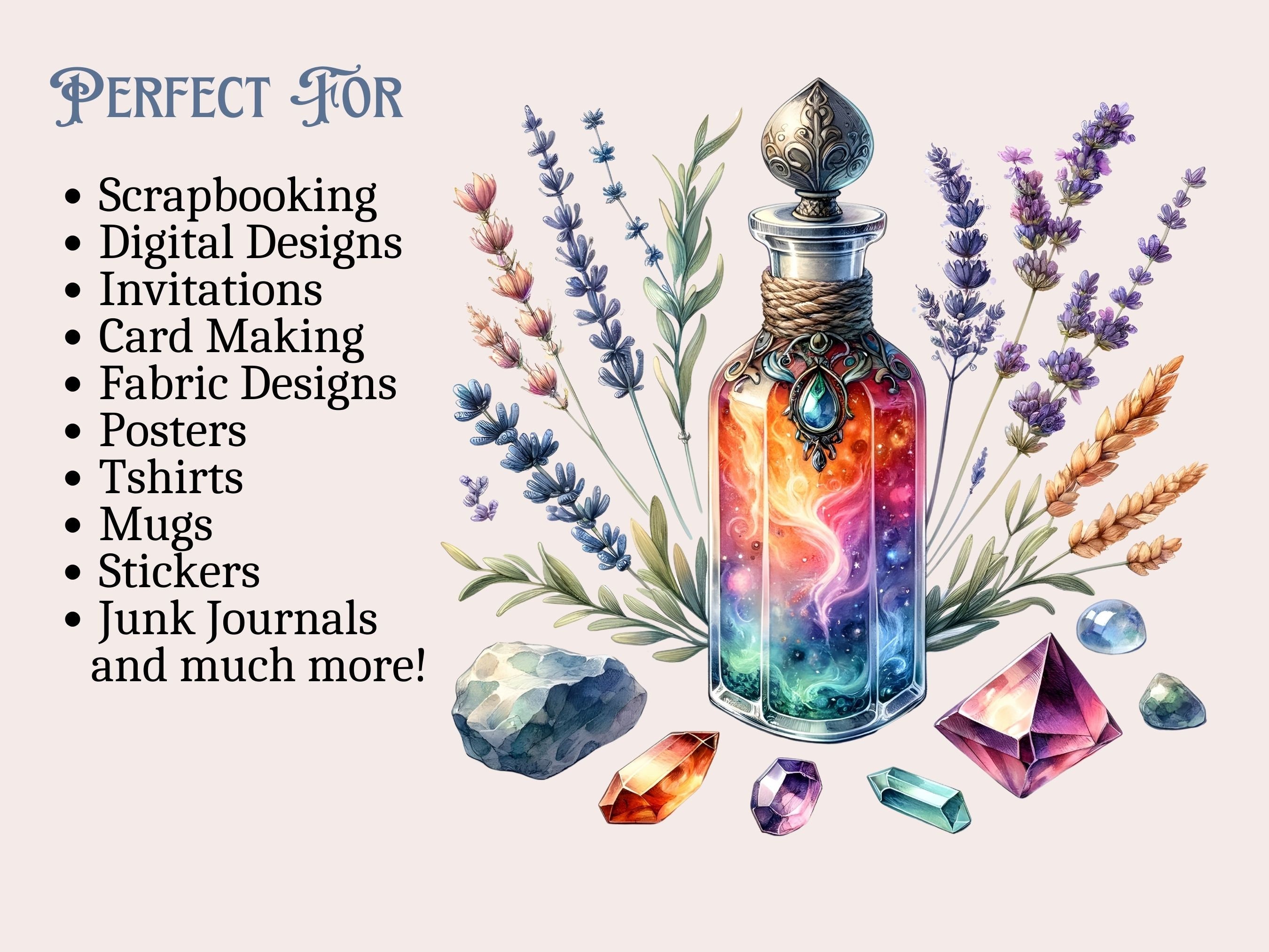 Celestial Potions Watercolor Clipart, Wizard School Watercolour Clip ...