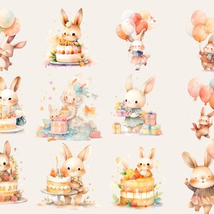 Watercolor Cute Bunny Bundle Clipart | PNG | Commercial Use | Instant ...