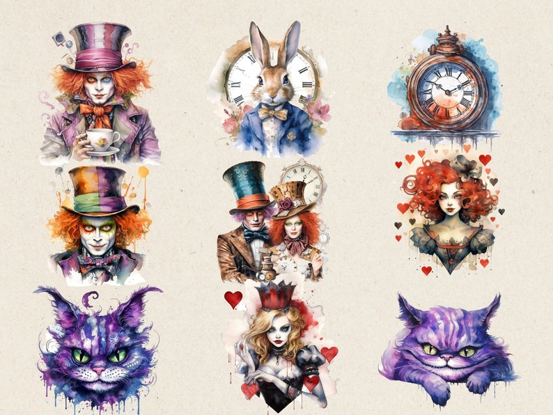 70 PNG Watercolour Alice in Wonderland Clipart Vintage Alice - Etsy UK