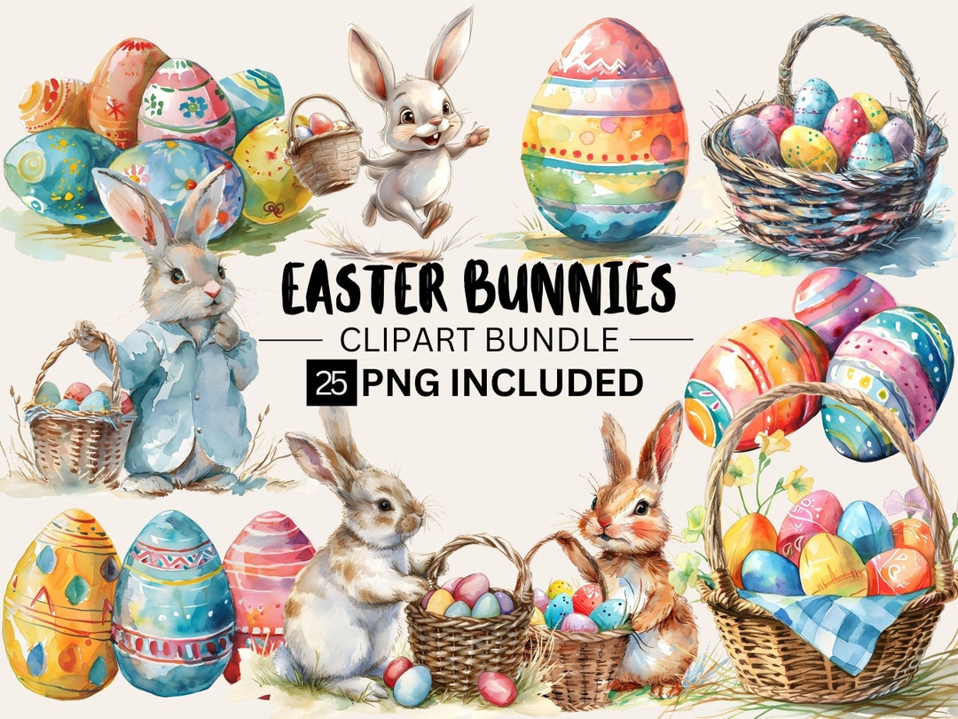 Watercolor Easter Clipart, Spring Bundle, Cute Baby Animals, PNG & SVG ...