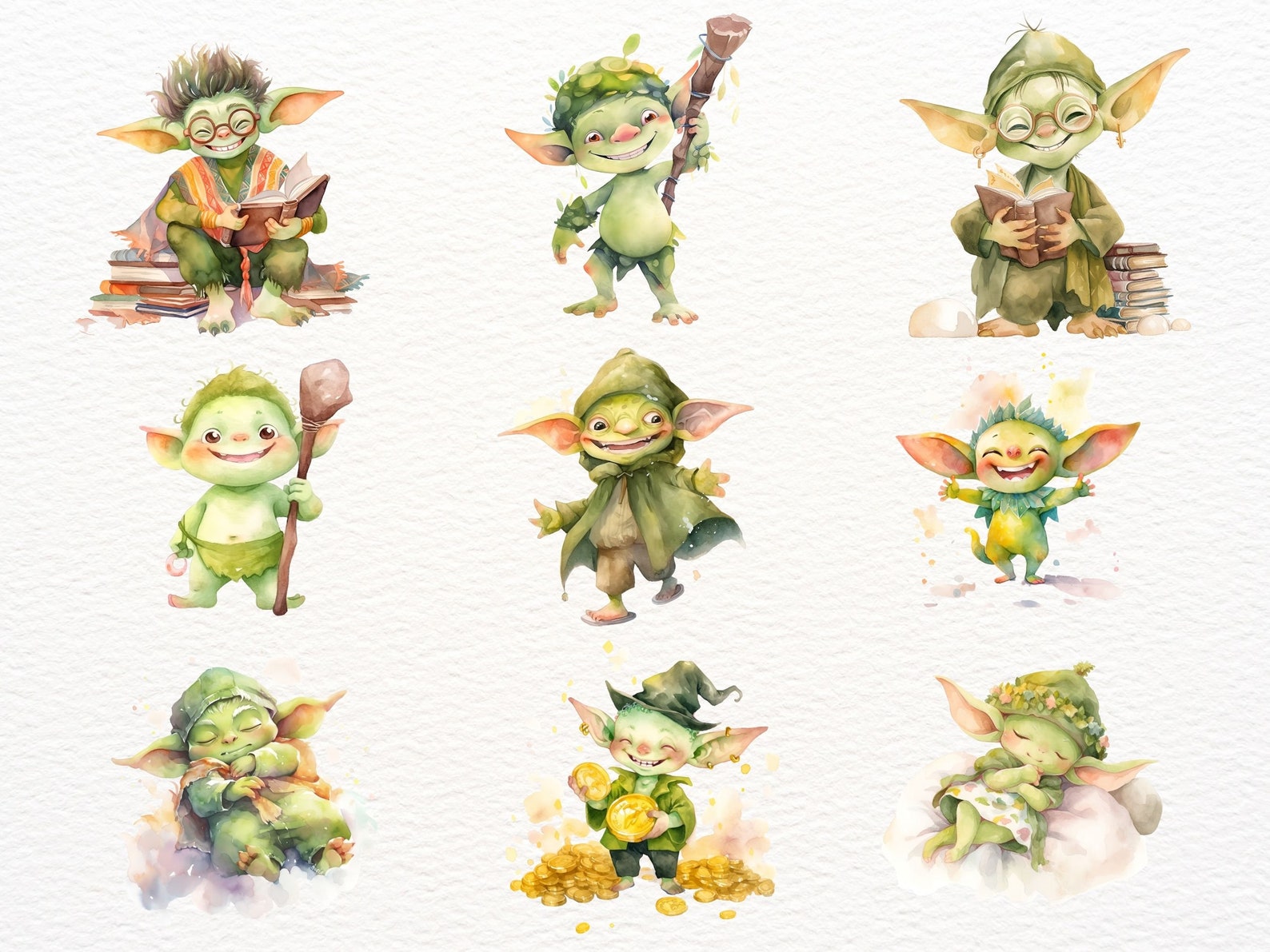 Magic School Goblins and Trolls Clipart, Magical Clipart, Cute Goblins ...