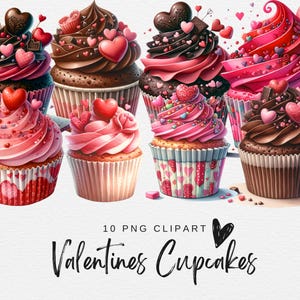 Valentines Day Cupcakes Clipart, Valentines Sweets Clipart Set ...