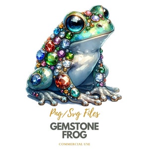 Gemstone Frog Clipart, Sublimation Design, Watercolor Frog, Princess ...