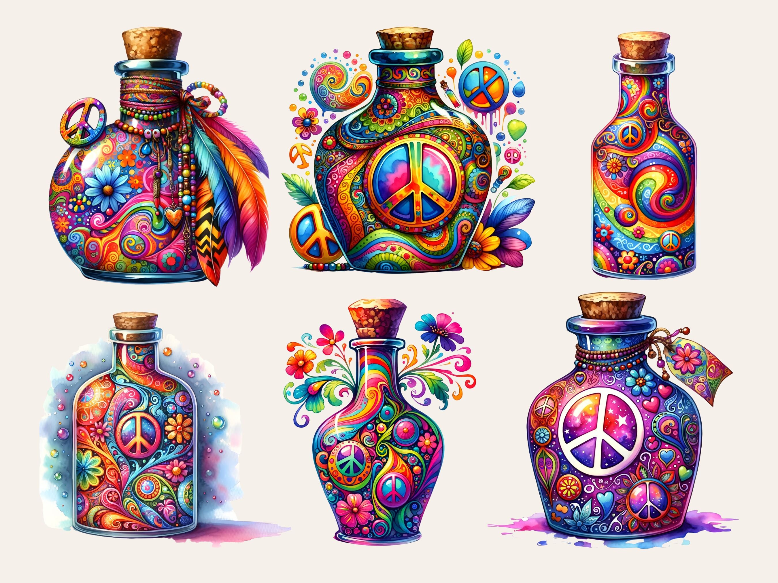 Hippie Potion, Rainbow Potion PNG, Hippie Clipart, Hippy Art, Digital ...