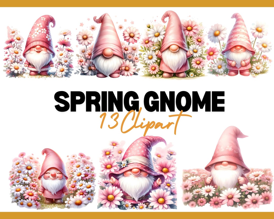 Watercolor Gnome Clipart Bundle, Garden Clipart, Spring Gnome Png ...