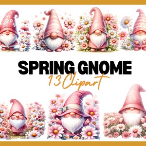 Watercolor Gnome Clipart Bundle, Garden Clipart, Spring Gnome Png ...