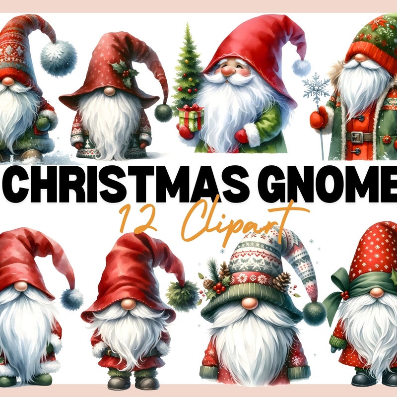 Christmas Gnomes Clipart - Etsy