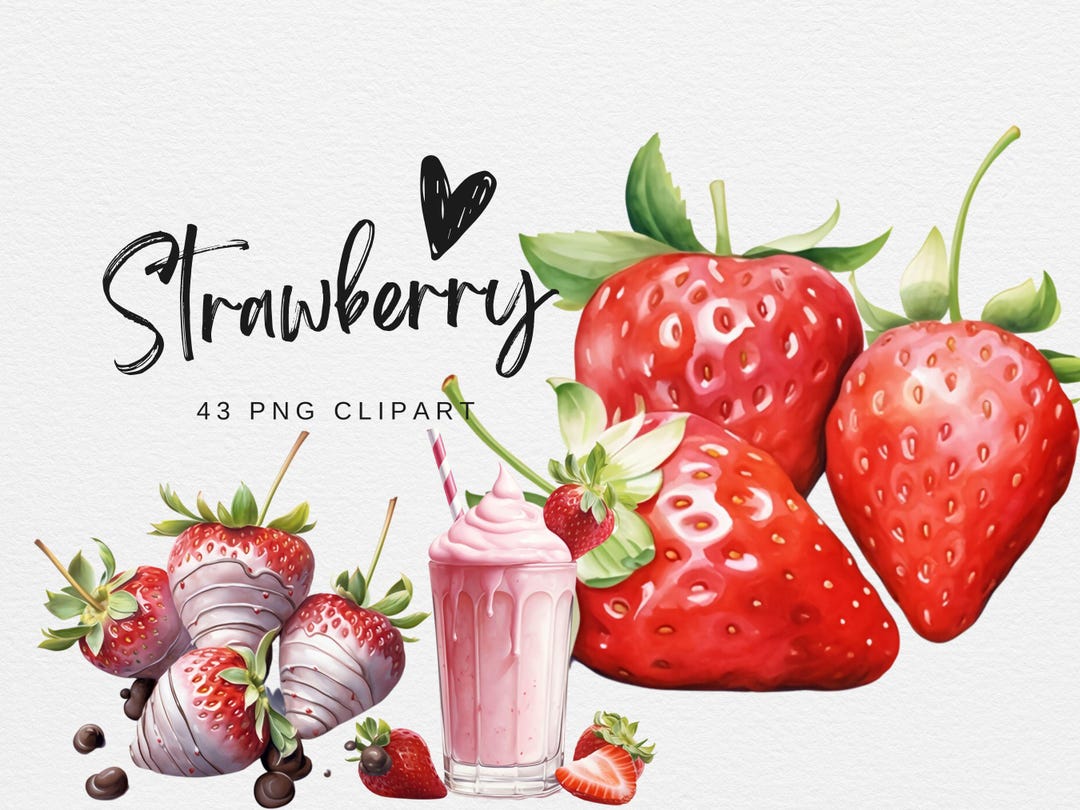 Watercolor Strawberry Clipart Bundle-sublimation Illustrations for ...