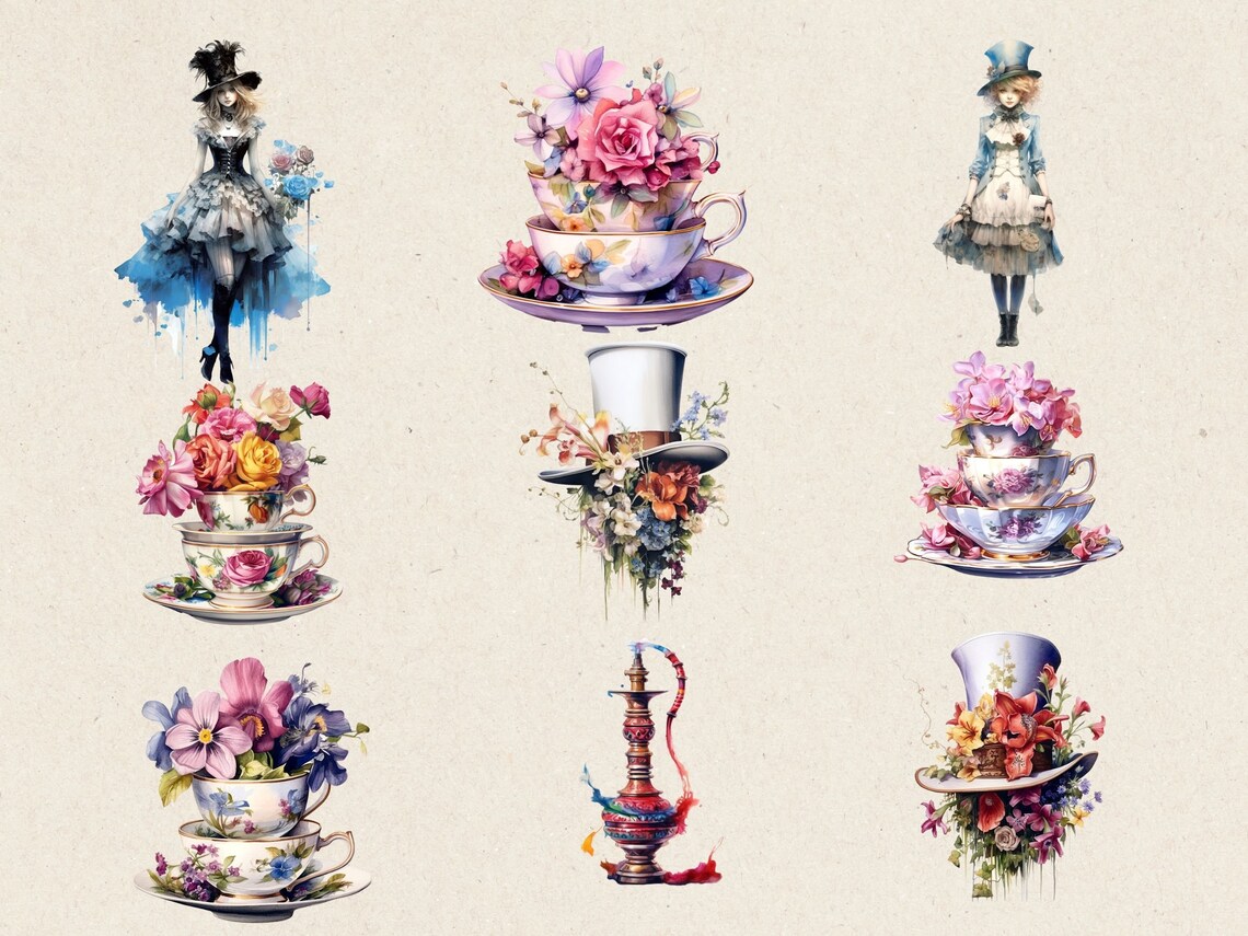 70 PNG Watercolour Alice in Wonderland Clipart Vintage Alice - Etsy UK