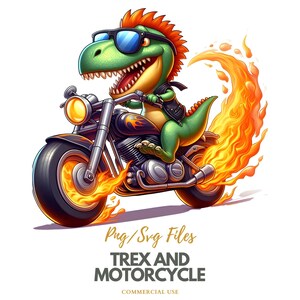 Motorcycle and T-rex Dinosaur Png Sublimation Design, Kids Toys Clipart ...