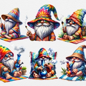 Gnomes Smoking Weed SVG, PNG, Hippie Gnomes, Cannabis Blunt Clipart ...