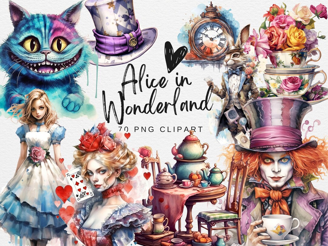 70 PNG Watercolour Alice in Wonderland Clipart, Vintage Alice ...
