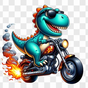 Motorcycle and T-rex Dinosaur Png Sublimation Design, Kids Toys Clipart ...