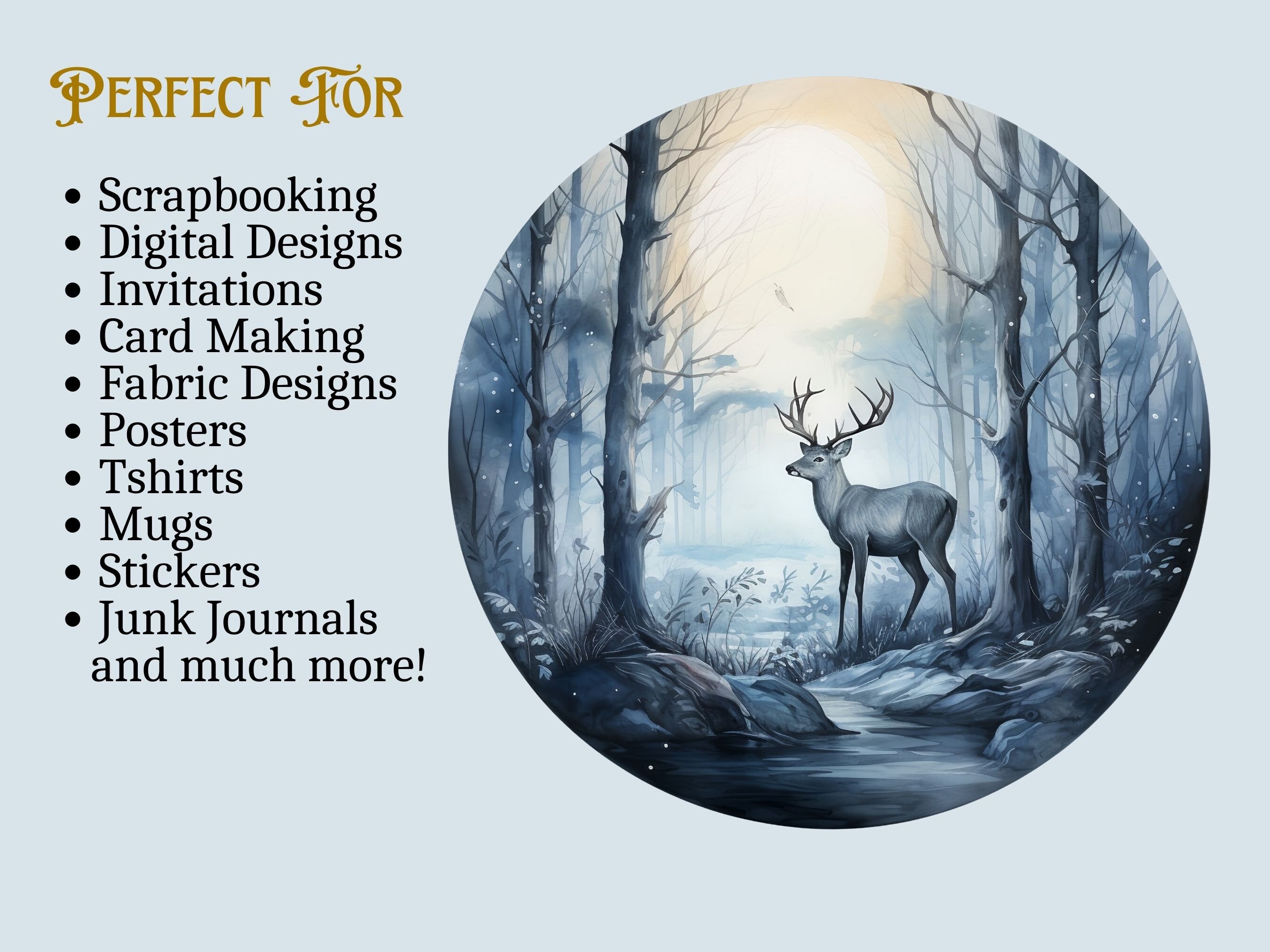 Forest Moons Watercolor Clipart Bundle PNG Mystical Woodland Images ...