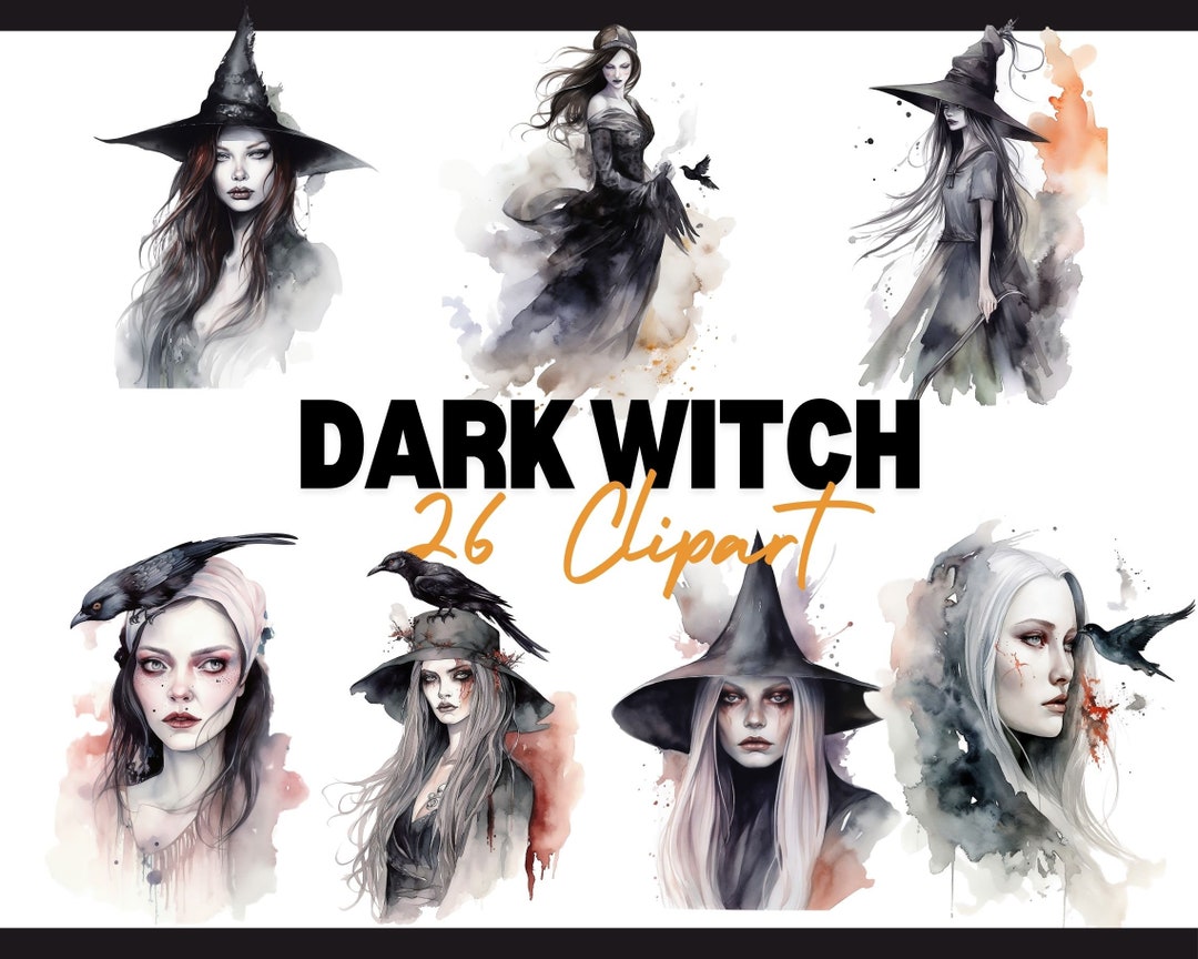 Witch Graphics, Witch Digital Paper, Witch Clipart, Vintage Halloween ...