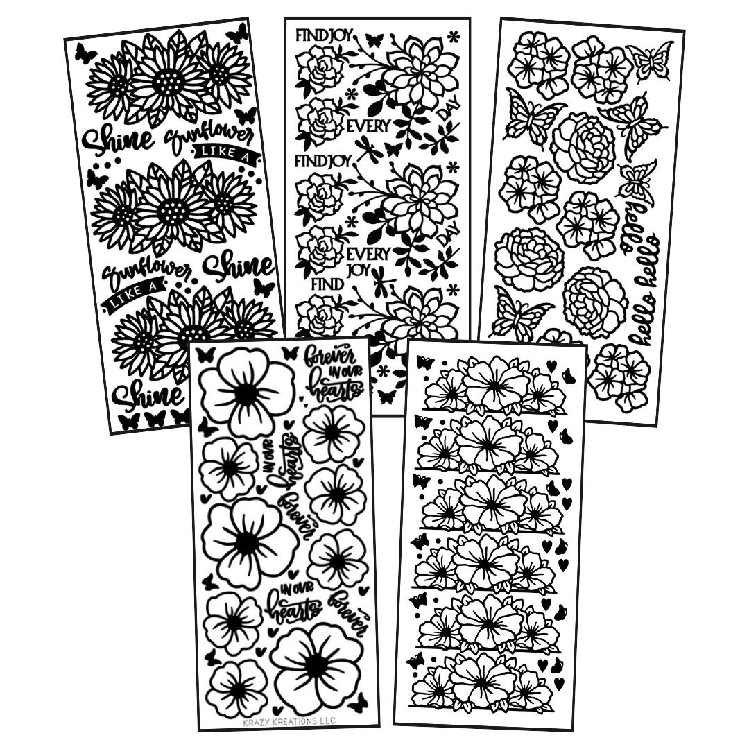 Flower Bunches Outline Sticker Bundle - Etsy
