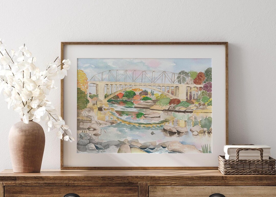 Rainbow Bridge Folsom California Watercolor Art Print - Etsy
