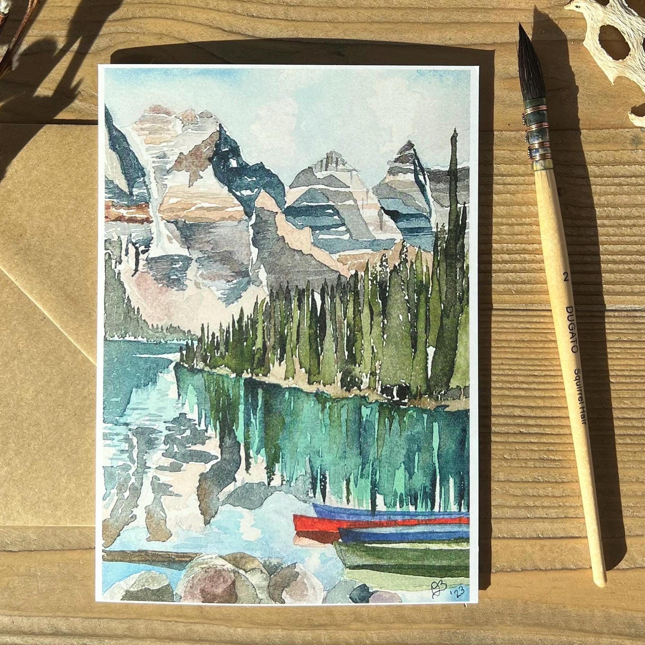 Moraine Lake, Banff National Park, Canada Greeting Card - Watercolors ...