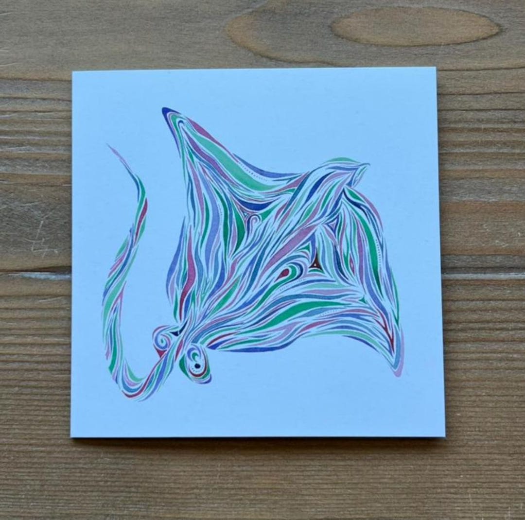 Stingray Greeting Cards ⎜ocean Creature Watercolors, Notecards ...