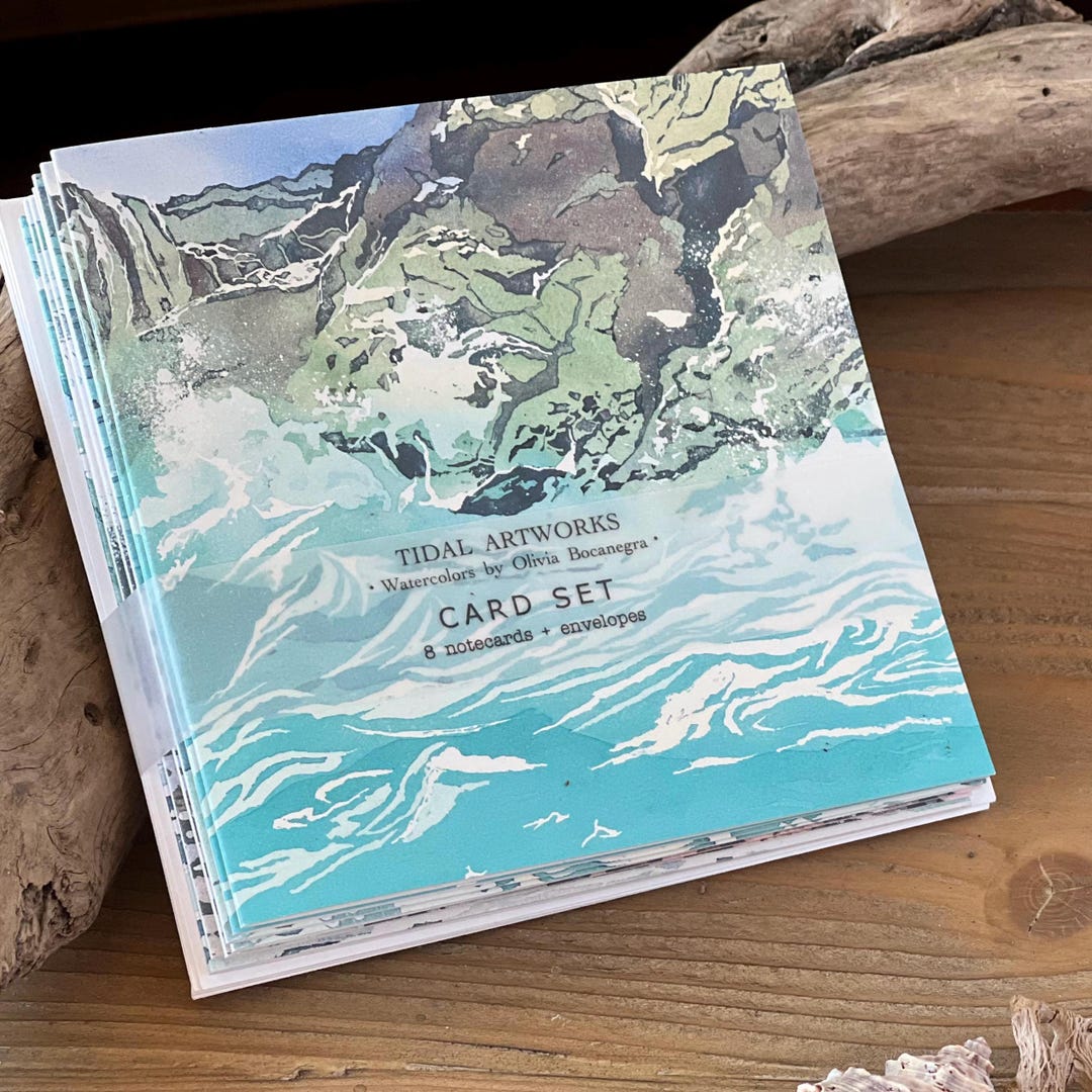 Set of Cards⎜8 Wave Greeting Cards, Coastal Watercolors, Notecards ...