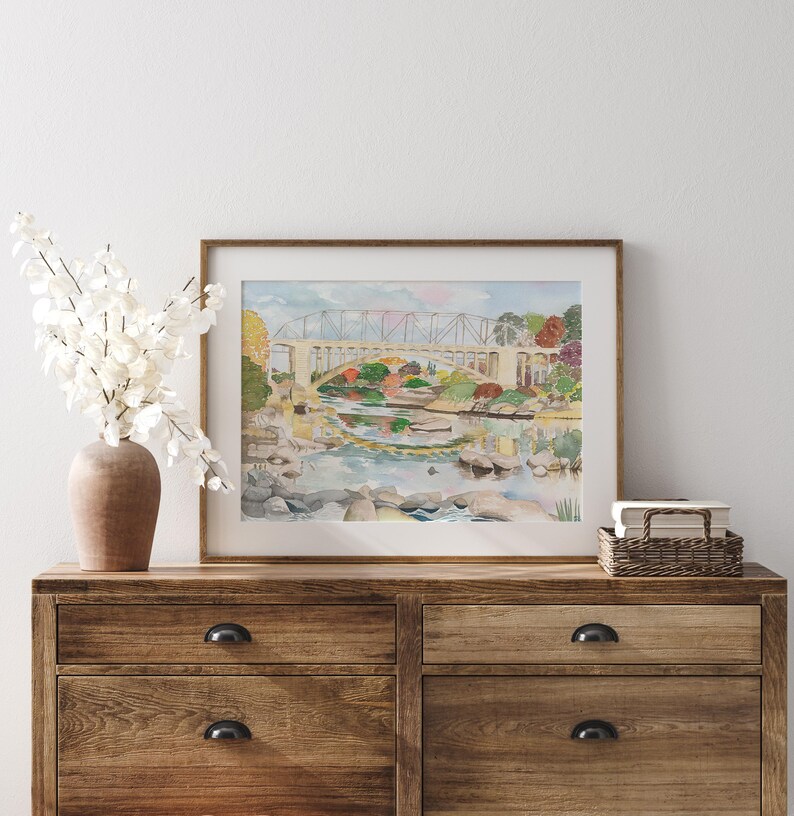 Rainbow Bridge Folsom California Watercolor Art Print - Etsy